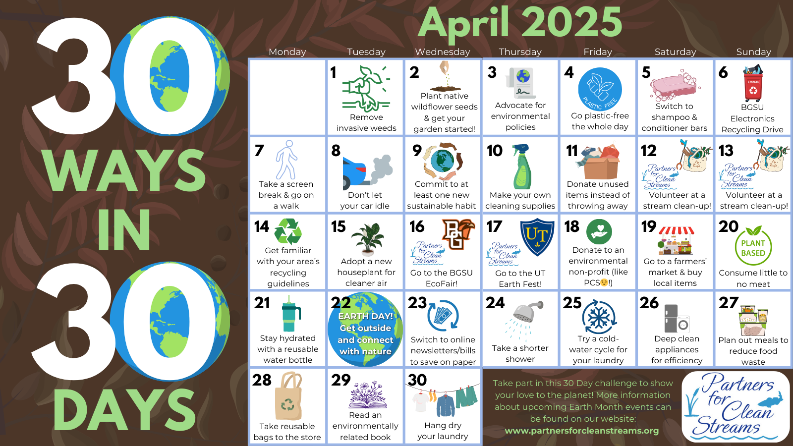30 Ways in 30 Days🌎 – Partners for Clean Streams